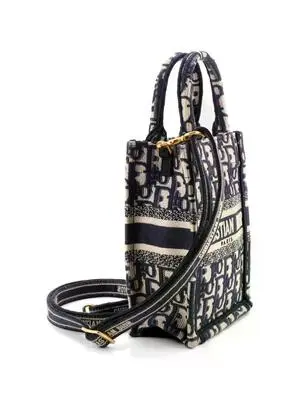 Dior Book Tote Phone Bag Oblique Canvas Mini Crossbody Bag - Blue