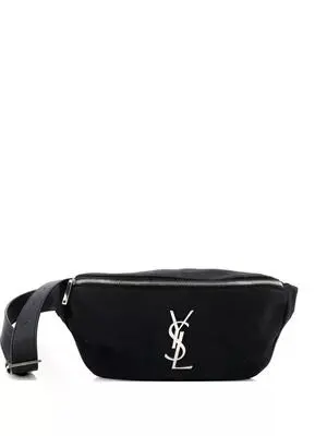 Saint Laurent Monogram Canvas Belt Bag - Black