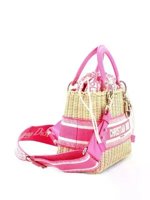 Dior Lady Bag Wicker And Oblique Canvas Medium Tote Bag