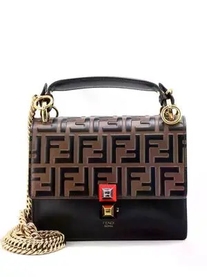 Fendi Kan I Zucca Embossed Leather Small Shoulder Bag