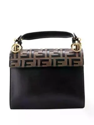 Fendi Kan I Zucca Embossed Leather Small Shoulder Bag