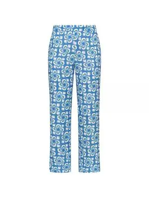 Malìparmi Mouliné Print Side-slit Trousers - Blue
