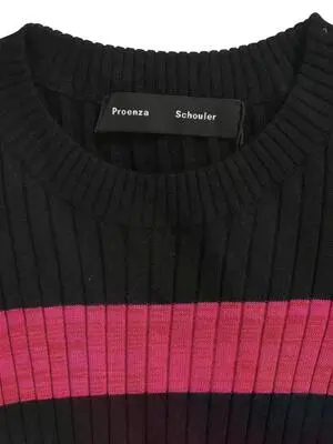 Proenza Schouler Striped Rib-knit V-neck Dress
