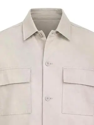Calvin Klein Slub-texture Chest-pocket Shirt - Neutrals