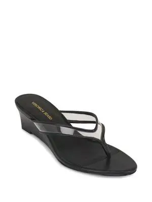 Veronica Beard Clea Wedge-heel Thong-strap Sandals - Black