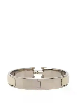 Hermès Clic H Bracelet Pm Enamel And Palladium-plated Metal - White