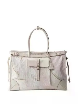 Prada Bonnie Linen And Leather Tote Bag