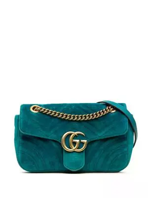 Gucci Gg Marmont Matelassé Velvet Shoulder Bag - Blue
