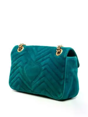 Gucci Gg Marmont Matelassé Velvet Shoulder Bag - Blue