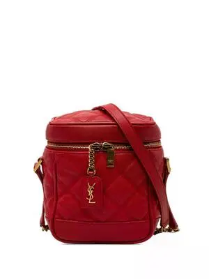 Saint Laurent 2021 Grain De Poudre Quilted Vanity Bag - Red