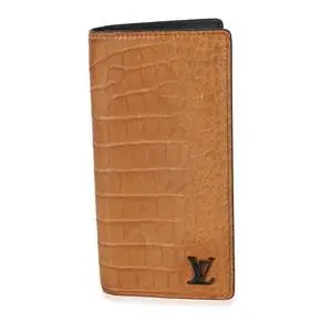 LOUIS VUITTON Alligator Monogram Brazza Wallet - Tan