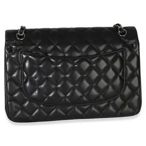 Chanel Quilted Lambskin Jumbo Double Flap Bag - Black