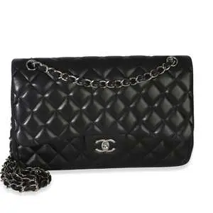 Chanel Quilted Lambskin Jumbo Double Flap Bag - Black