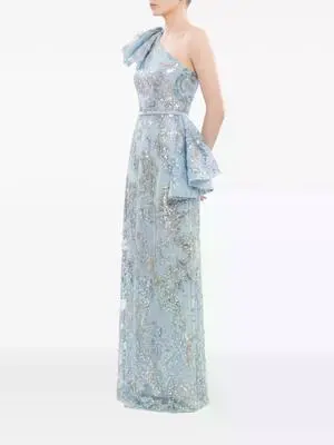 SAIID KOBEISY Sequin-embroidered Ruffled Maxi Dress