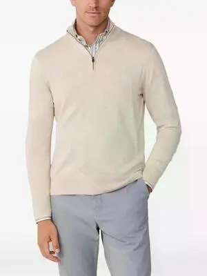 HACKETT LONDON Embroidered Quarter-zip Sweater - Neutrals