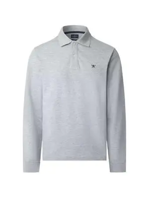 HACKETT LONDON Logo-embroidered Long-sleeve Polo Shirt - Grey