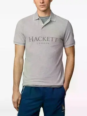 HACKETT LONDON Logo-print Pique Polo Shirt - Grey