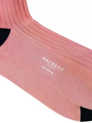 HACKETT LONDON Ribbed Contrast-panel Socks - Orange