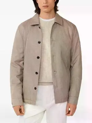 HACKETT LONDON Herringbone-pattern Padded Overshirt