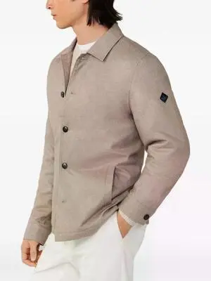 HACKETT LONDON Herringbone-pattern Padded Overshirt