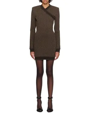 Balmain Long Sleeved V-neck Dress