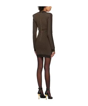 Balmain Long Sleeved V-neck Dress