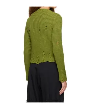 SONG FOR THE MUTE Crew Neck Distressed Knit Sweater
