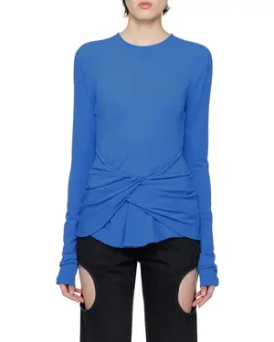 Off-White Logo-print Draped Top - Blue