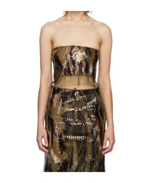 DION LEE Sequin-embellished Bandeau Top - Nude