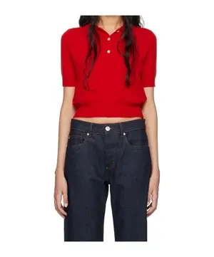 Arch4 Ribbed Knit Short Sleeve Polo Shirt
