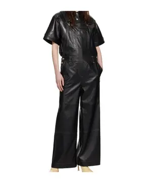 STAND STUDIO Leather Short Sleeve Jumpsuit