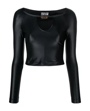 Versace Cut-out Detailed Jersey Cropped Top