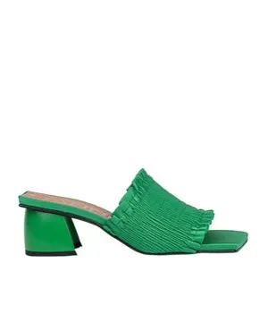 GANNI Smock Kitten Heel Mules - Green