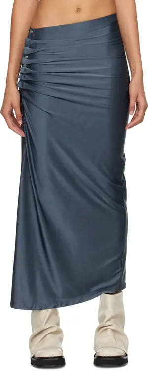 Rabanne Draped Detail Midi Skirt - Gray