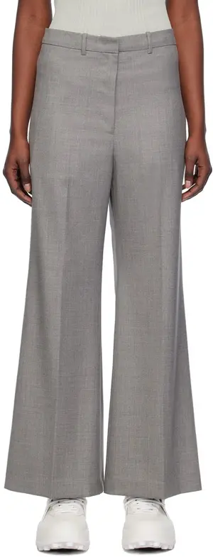LOW CLASSIC Wide-leg Pressed And Sewn Casual Pants - Gray