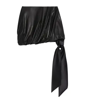 Helmut Lang Bubble Leather Miniskirt With Belted Detail - Black