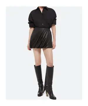 Helmut Lang Bubble Leather Miniskirt With Belted Detail