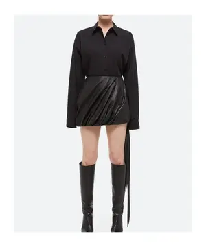 Helmut Lang Bubble Leather Miniskirt With Belted Detail