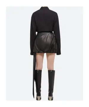 Helmut Lang Bubble Leather Miniskirt With Belted Detail