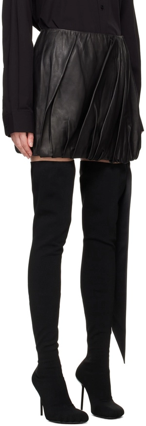 Helmut Lang Bubble Leather Miniskirt With Belted Detail