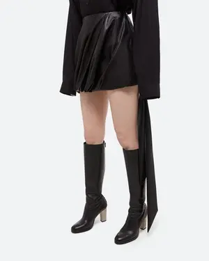 Helmut Lang Bubble Leather Miniskirt With Belted Detail