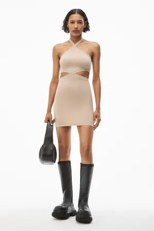 Alexander Wang Logo-trim Halterneck Mini Dress