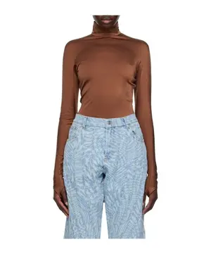 MUGLER Appliqué Satin Bodysuit