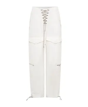 DION LEE Lace-up Twill Cargo Trousers - White