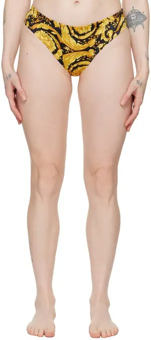 Versace Barocco Printed Mid-rise Briefs - Yellow