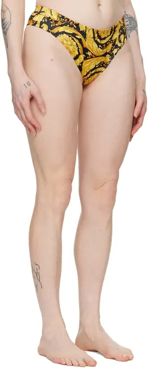 Versace Barocco Printed Mid-rise Briefs - Yellow