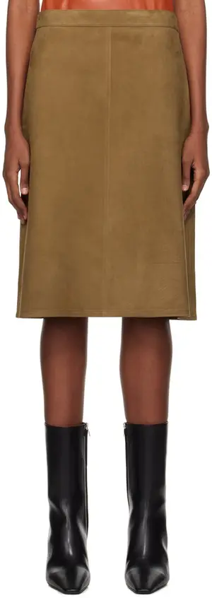 FERRAGAMO A-line Leather Skirt - Brown