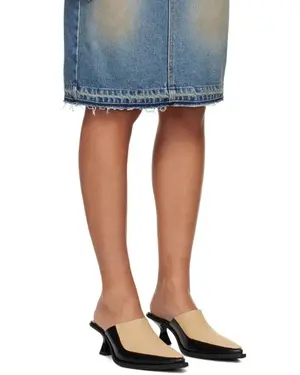 We11Done Distressed Denim Long-sleeve Dress With Multi-pocket Design