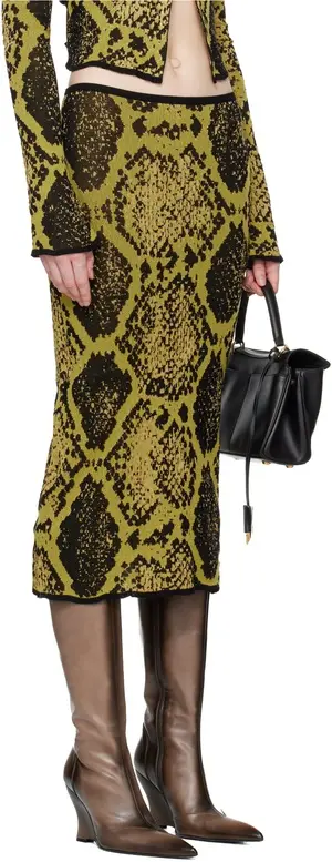 Attico Python Jacquard Sheath Skirt