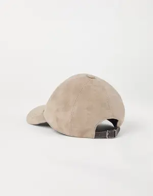 Brunello Cucinelli Suede Baseball Cap With Beaded Band